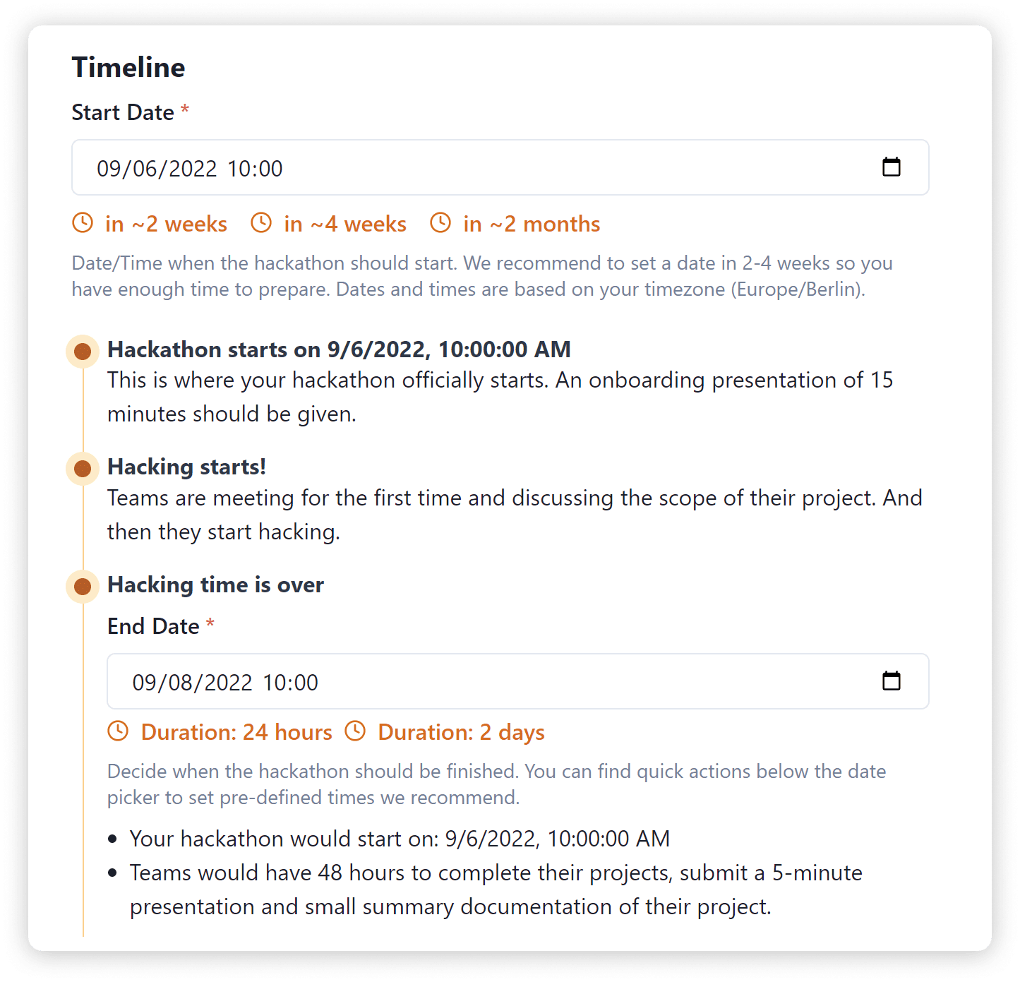 Hackathon organization with hackathon.camp