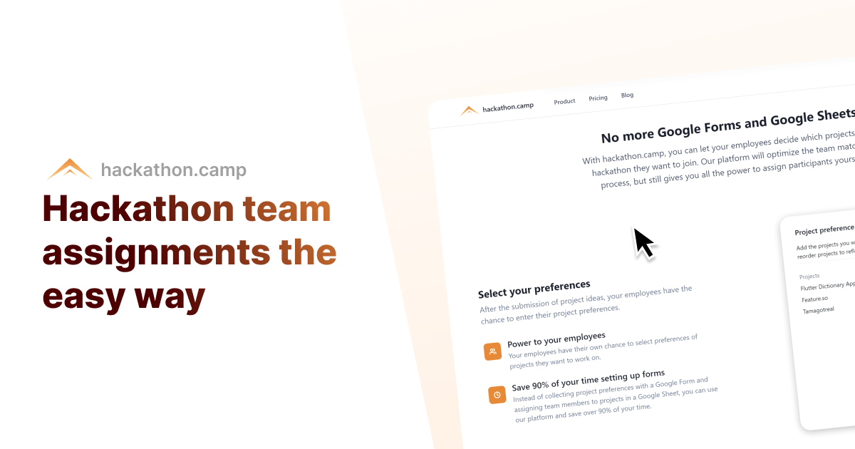 Team matching with hackathon.camp